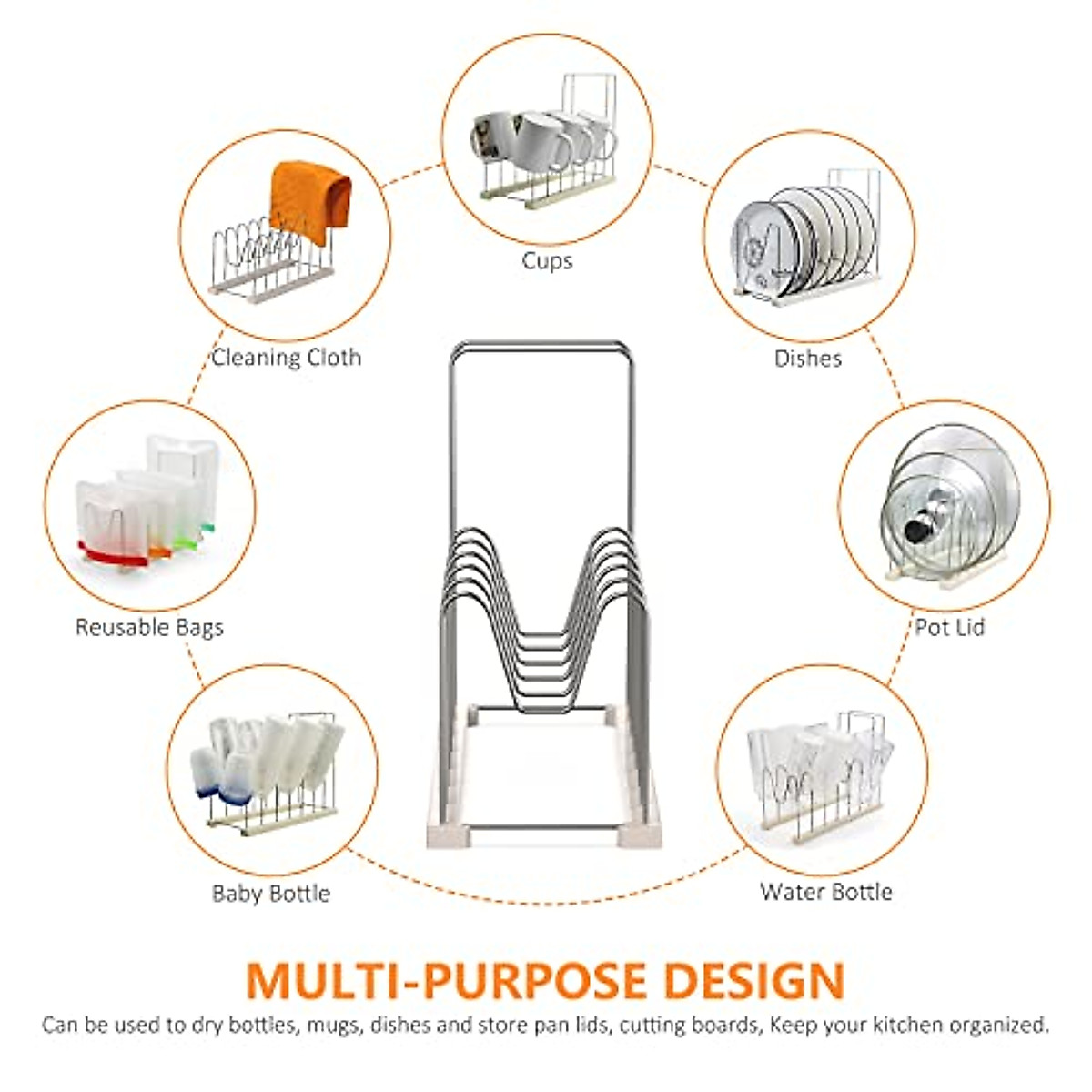 Peekia Reusable Bag Drying Rack,Silicone Bag Drying Rack,Gallon Bag Drying Rack,Drying Rack for Cups,Bottles,Pan Lid&Cutting Board Organizer