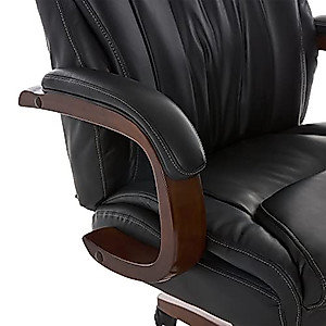 La-Z-Boy Edmonton Big and Tall Executive Office Chair with Comfort Core Cushions, Solid Wood Arms and Base, Waterfall Seat Edge, Bonded Leather, Big & Tall, Black
