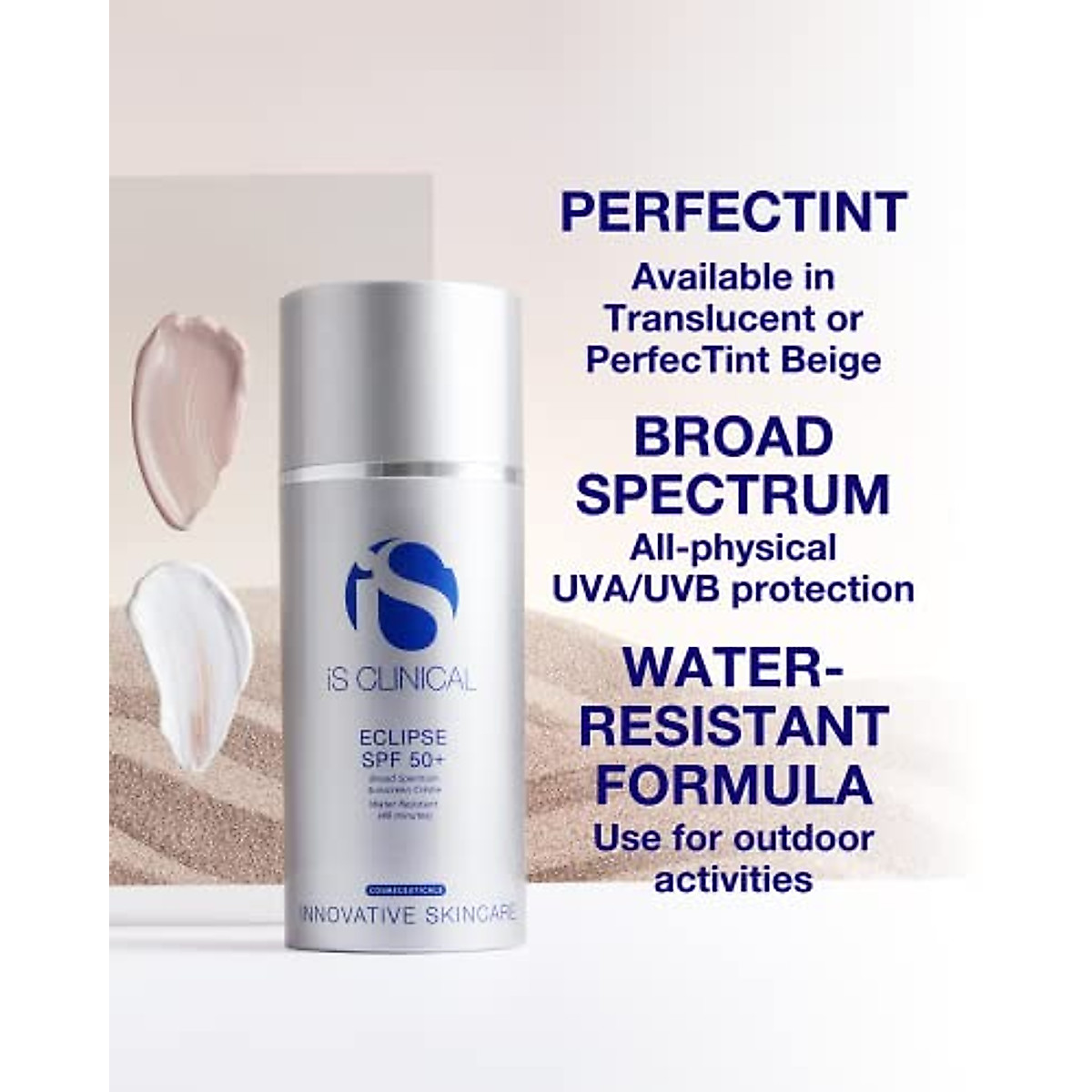 iS CLINICAL Eclipse SPF 50+ Sunscreen, Zinc Oxide tinted sunscreen, ultra sheer non-greasy matte finish sun cream for face
