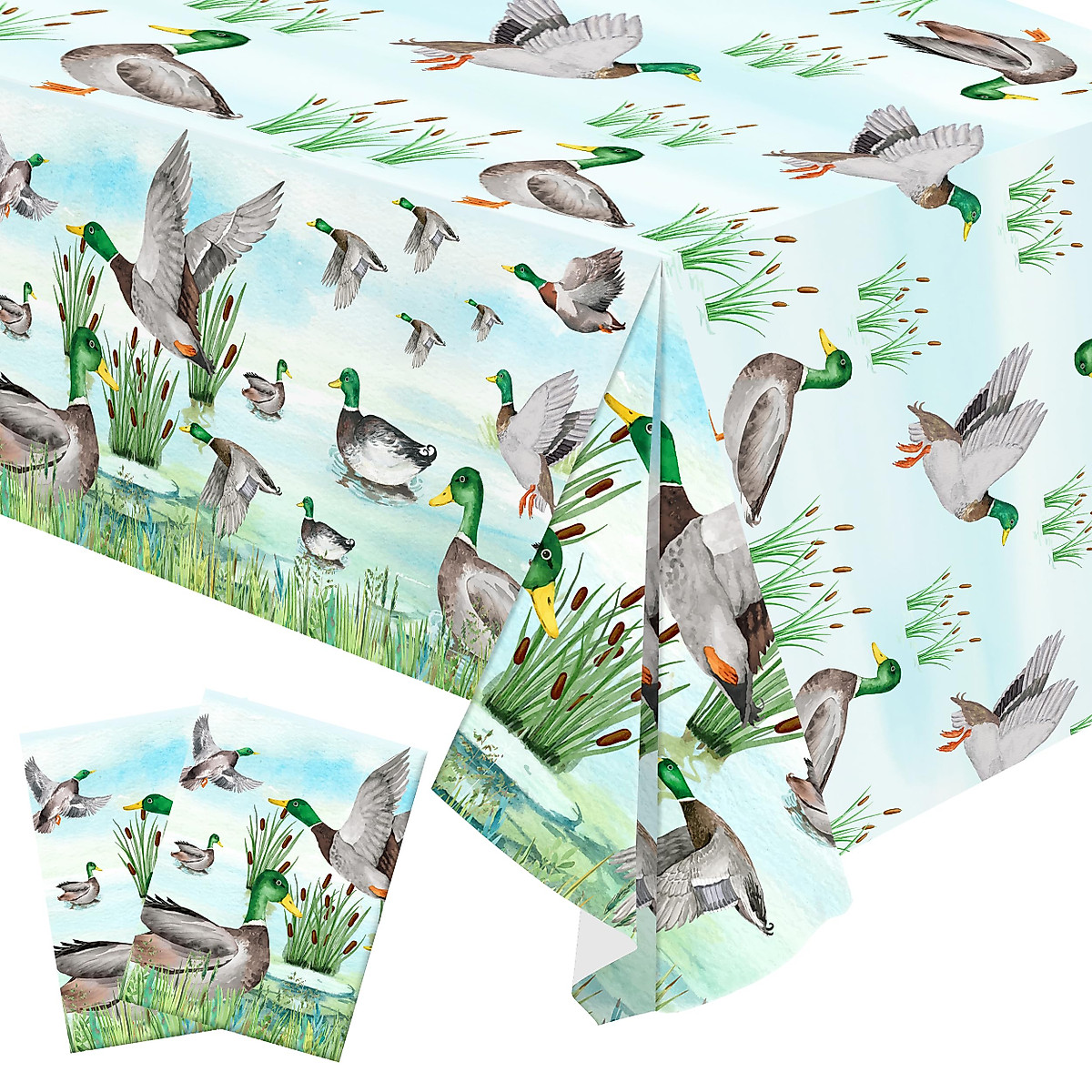 Mallard Duck Party Tablecloths One Lucky Duck Party Table Decorations Mallard Duck Theme 1st Birthday Decoration for Duck Hunting Birthday Party Decor Duck Hunter Baby Shower Supplies