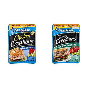 StarKist Chicken Creations, Chicken Salad, 2.6 oz Pouch (Pack of 12) & Tuna Creations Deli Style Tuna Salad, 3 oz pouch (Pack of 12) (Packaging May Vary)