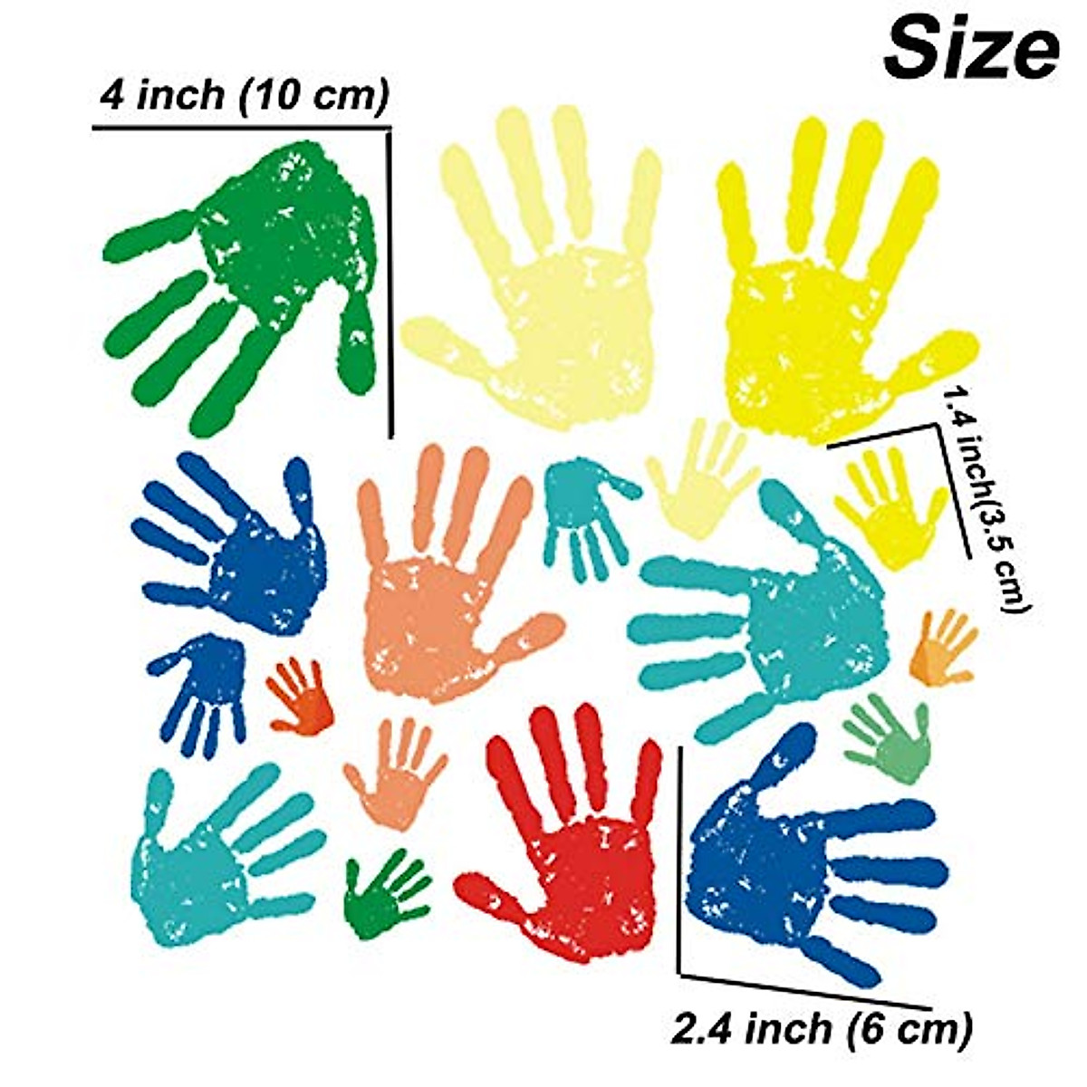 Maydahui 50PCS Colorful Handprint Wall Decal for Kids & Nursery