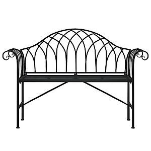 KCCLVER 2-Seater Patio Bench 50.4" Black Steel,2Seater Patio Bench: Comfortable and Durable for Outdoor Relaxation Outdoor Furniture, Outdoor Seating