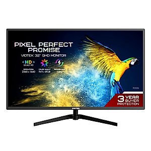 Viotek 32-inch 1440p 75Hz IPS Monitor with 10-bit Color - for Gaming, Design, Entertainment via HDMI/DP/Mini-DP/VGA