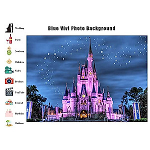 Castle Backdrop 7x5ft Beautiful Castle Night View Photography Background for Children and Girl Birthday Party Photo Video Shooting Props BV037