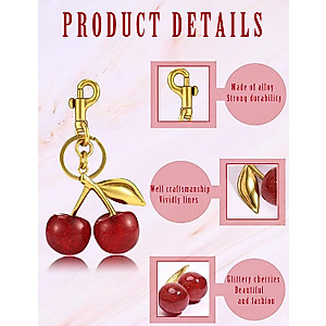 Lulupia Glitter Cherry Bag Charm,Cherry Keychain Charms Accessory for Purses Bags Handbags