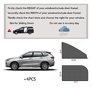 Ziciner Car Window Shade, 4 Pcs Auto Side Front Rear Window Sun Shades, Heat Block and UV Rays Protection, Breathable Mesh Privacy Protection Curtain, Universal Fit Most SUV (SUV Front&Back 4Pcs)