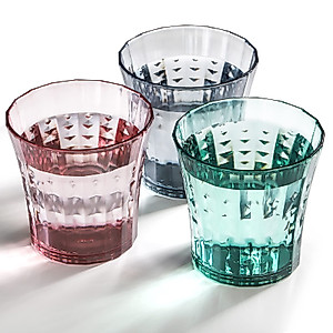 AVLA 12 Pack Plastic Water Tumblers, 10 OZ Unbreakable Acrylic Drinking Glasses, Transparent Reusable Juice Wine Cup, BPA-free Small Stackable Kids Drinkware for Home, Picnic, Party, Dishwasher Safe