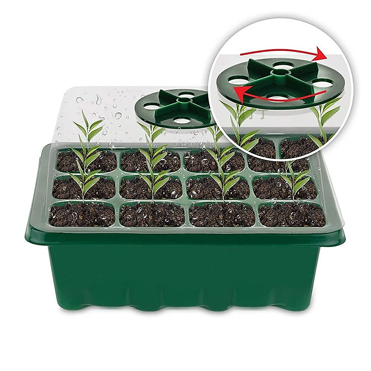 BESSLEE 3 Pack Seed Starter Tray with Humidity Dome and Base (36 Cells Total), Plant Germination Kit for Seeds Growing Starting, Mini Seedling Propagator Small Greenhouse, Reusable Garden Supplies