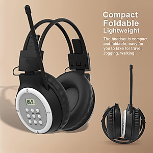 UMUTOO AM FM Radio Headphones, Personal Portable Radio Headset am/fm Digital with Best Reception for Jogging, Mowing, Cycling, Meeting, Powered by 2 AA Batteries (Not Included)……