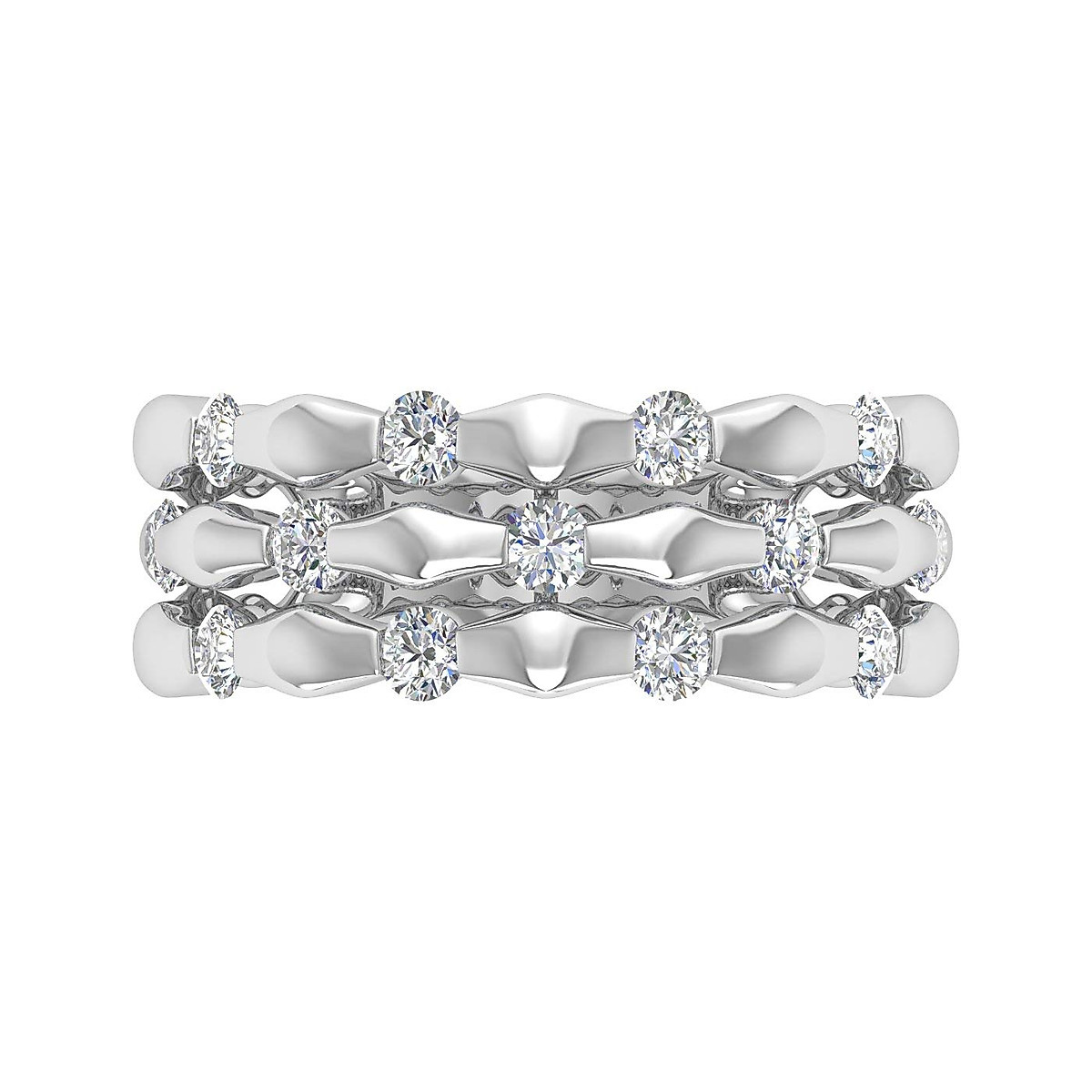 1/2 Carat Diamond 3 Line Wedding Band Ring in 10K White Gold (Ring Size 7.5)