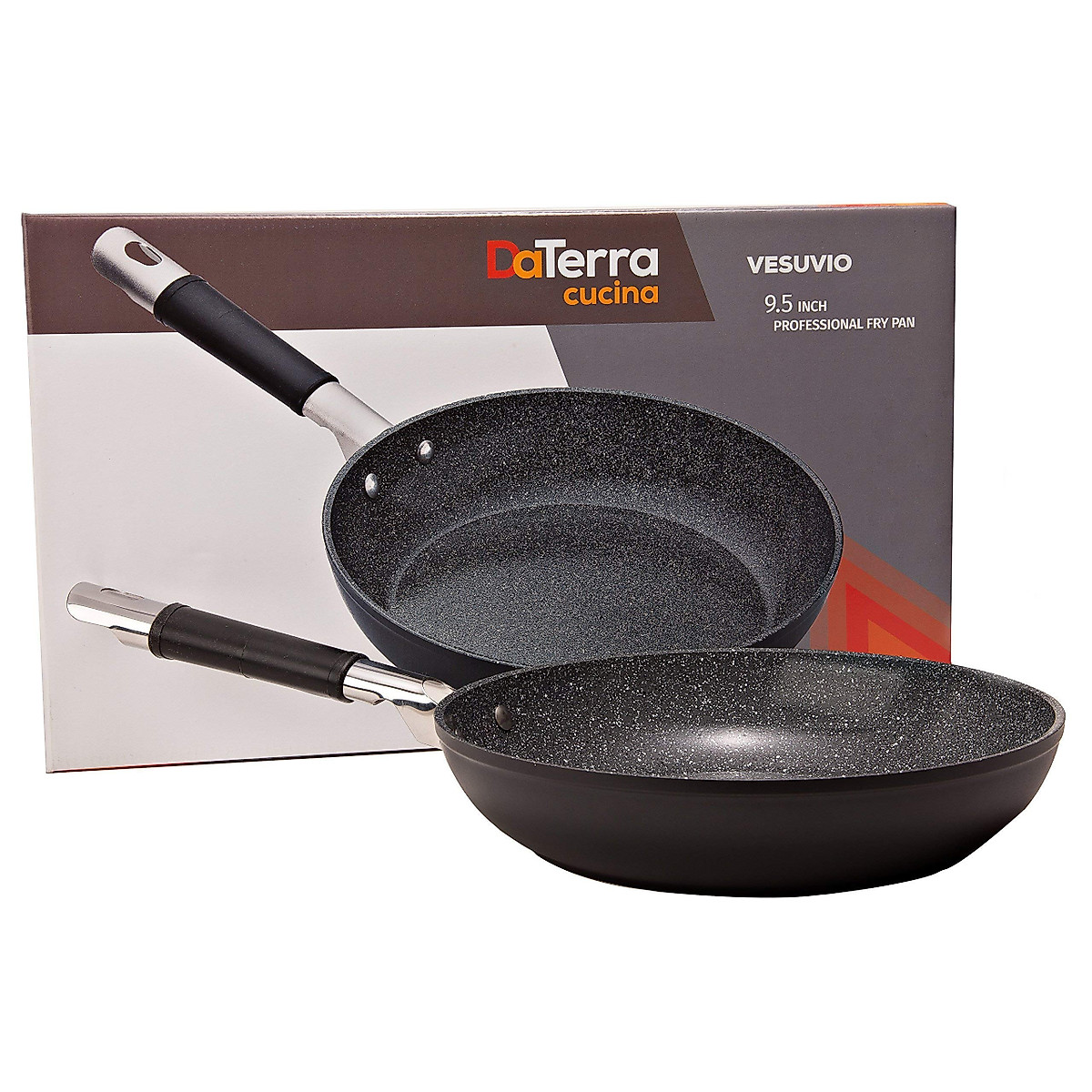 Vesuvio Ceramic Coated Nonstick Cookware, 3-Pack Bundle: Frying Pan, 9.5 Inch | 3 Quart Nonstick Sauce Pan with Oven Safe Glass Lid | 5 Quart Dutch Oven Stock Pot with Oven Safe Glass Lid