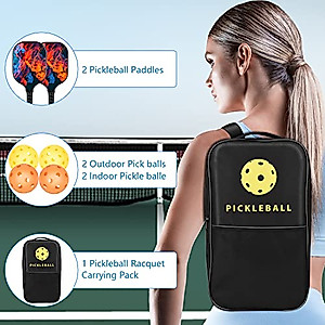 Pickleball Paddles, Pickleball Paddles Set Fiberglass Surface Polypropylene Honeycomb Core, Non-Slip Grip, Lightweight Pickleball Set of 2 & 2 Indoor Outdoor Balls & Bag