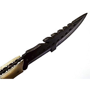 Skokie Knives Custom Hand Made Damascus Steel Hunting Tracker Knife Handle Camel Bone With Brass Spacer (Tracker W)