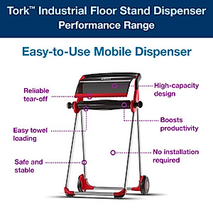 Tork Industrial Floor Stand Paper Towel Roll Dispenser Red W1, Mobile, 6520281