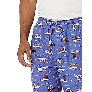 Amazon Essentials Men's Flannel Pajama Pant - Discontinued Colors, Deep Blue Boat Party, Large