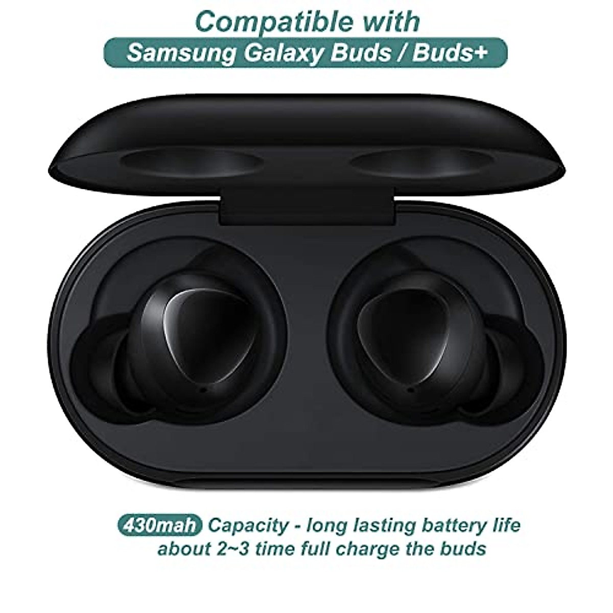 Charging Case for Galaxy Buds/Buds+, Replacement Charger Dock Station for Samsung Galaxy Buds SM-R170 & Buds+ SM-R175 (Black)