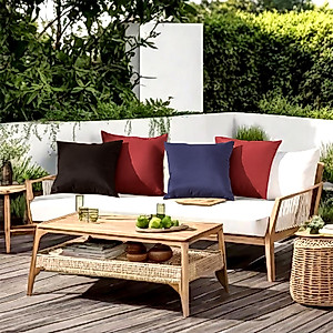 SUSIE'S GARDEN Outdoor Waterproof Throw Pillow Covers 18x18 Set of 2 Decorative Navy Patio Furniture Cushion Covers Outside Decor for Couch Garden Bench Tent Balcony Sofa