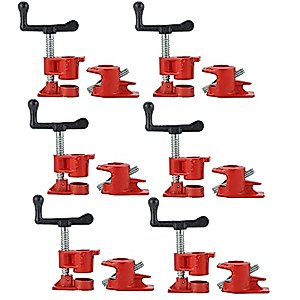 ATPEAM Wood Gluing Pipe Clamp Set | 6 Pack Wood Clamps Heavy Duty Cast Iron Parallel Clamps Quick Release Pipe Clamps for Woodworking (6, 1/2")