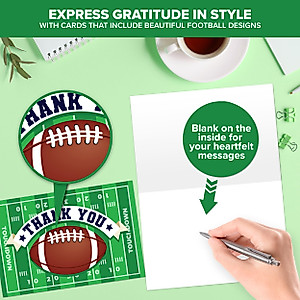 Decorably Thank You Cards with Envelopes & Stickers, Sports-Themed Cards - 24 Pack Football Thank You Cards with Envelopes, Blank Inside 6x4in Sports Thank You Cards Sports, Coach Thank You Cards