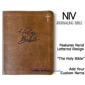 Hand Lettered and Laser Engraved NIV Journaling Bible, Personalized Gift, Custom Name Engraving Available
