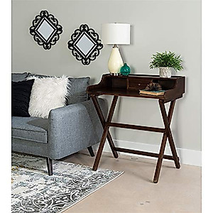 Linon Cade Wood Folding Desk in Antique Walnut Brown