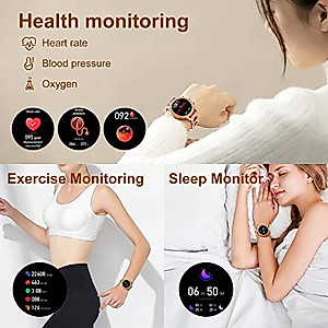 JENYNG Smart Watches for Women (Answer/Make Call) for Android iOS Phones 1.32" HD Full Touch Screen Fitness Tracker Heart Rate Sleep Monitoring AI Voice Control Pedometer Waterproof