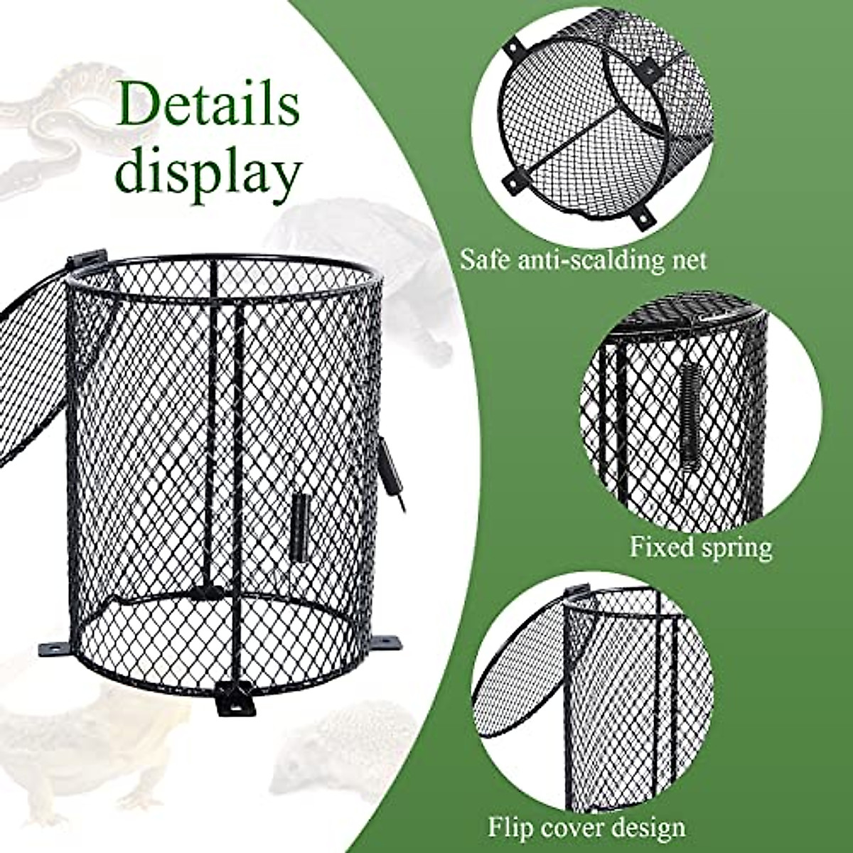 3 Pieces Reptile Heater Guard Anti Scald Lamp Covers Heat Protector Heat Lamp Mesh Cover Heating Lamp Lampshade Ceramic Light Bulb Enclosure for Lizards Snakes Reptile Cage Supplies, Round Shape