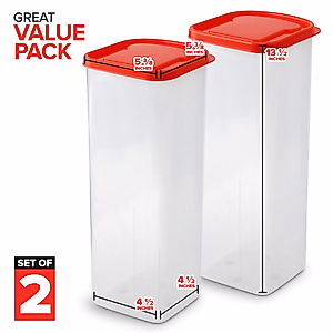 Stock Your Home Bread Container (2 Pack) Bread Loaf Keeper, Fresh Bread Storage Container, Clear Sandwich Bread Saver, Bread Holder - Bread Bin for Bun, Bagel, and Bread Loaf, Plastic Bread Box (Red)