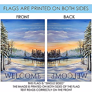 Toland Home Garden 12x18 Inch Double Sided Garden Flag Winter Flag, Winter River Welcome Winter Garden Flag House Flag For Outdoor Yard Decoration
