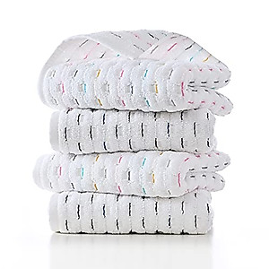 YiLUOMO White Hand Towels Black to Blue Striped Design Super Soft 100% Terry Cotton Highly Absorbent Decorative Hand Towel for Bathroom (13 x 29 Inch, 2 Pieces)