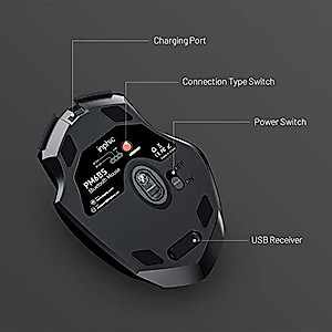 INPHIC Multi-Device Bluetooth Mouse Wireless, Rechargeable, USB Receiver, 6 Buttons, Ergonomic for Laptop, Computer, Mac, PC etc.