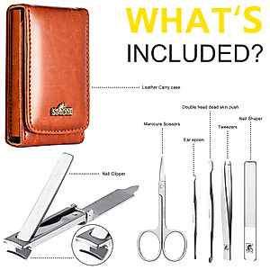 Nail Clippers Set Travel Nail Clippers Set of 4 Stainless Steel Nail Clippers Slant Edge Nail Cutter Ear Spoon Glass Nail File Manicure Kit Holiday Gift for Women Men