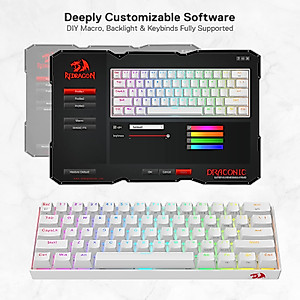 Redragon K530 Pro Draconic 60% Wireless RGB Mechanical Keyboard, BT/2.4Ghz/Wired 3-Mode 61 Keys Compact Gaming Keyboard w/Hot-Swap Socket, Free-Mod Plate Mounted PCB & Tactile Brown Switch