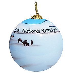 Blown Glass Christmas Ornament | Horses and Sleigh Elk National Refuge | Hand Painted Inside | Original Art | Includes Gift Box