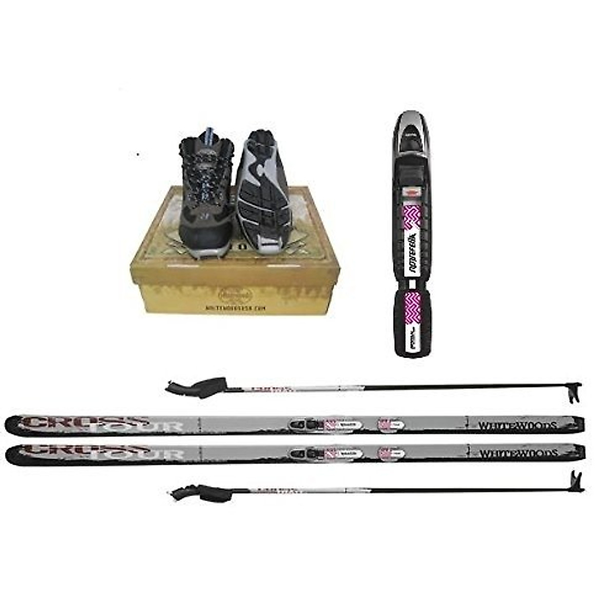 Whitewoods Adult NNN Cross Country Ski Package, 197cm - Skis, Bindings, Boots, Poles (39, 151-180 lbs.)