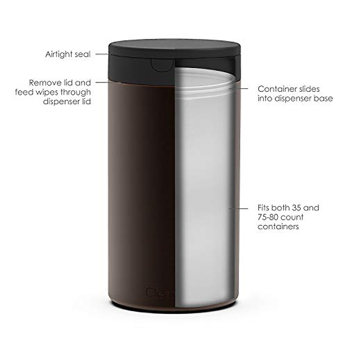 Spectrum Diversified Decorative Refillable Wet Dispenser for Household, Stylish Holder for Cleaning Wipes, Bronze