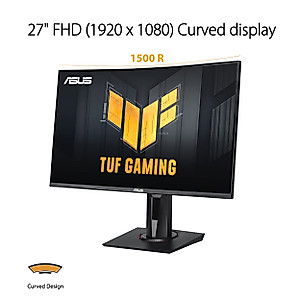 ASUS 27” 1080P TUF Gaming Curved HDR Monitor (VG27VQM) - Full HD, 240Hz, 1ms, Height Adjustable, Black