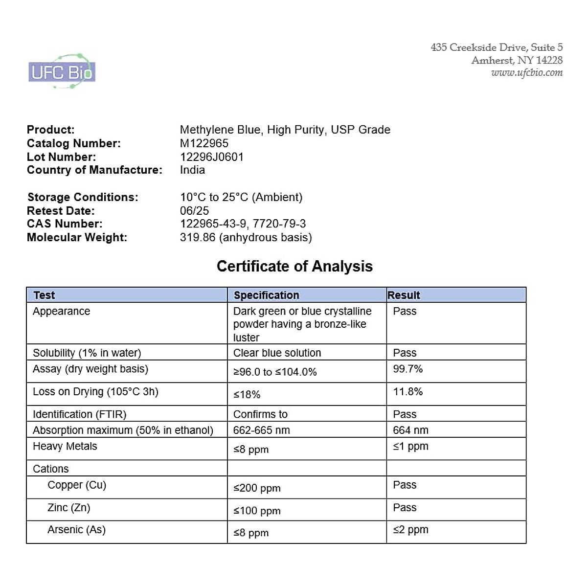Methylene Blue Powder - USP Grade, 99+% - 3rd Party Tested - 1 Gram