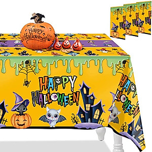 ceiba tree Halloween Tablecloth Plastic Disposable Table Cover Table Cloth 3 Packs Rectangle 54X108 Inch Halloween Party Supplies Table Decorations Decor Trick or Treat