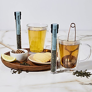 Thoughtfully Gourmet, Tea Therapy Infusion Gift Set, 7 Unique Flavors and Reusable Copper Ball Infuser, Loose Leaf Tea Set Flavors Include Peppermint, Jasmine, Vanilla Chai and More, Set of 7