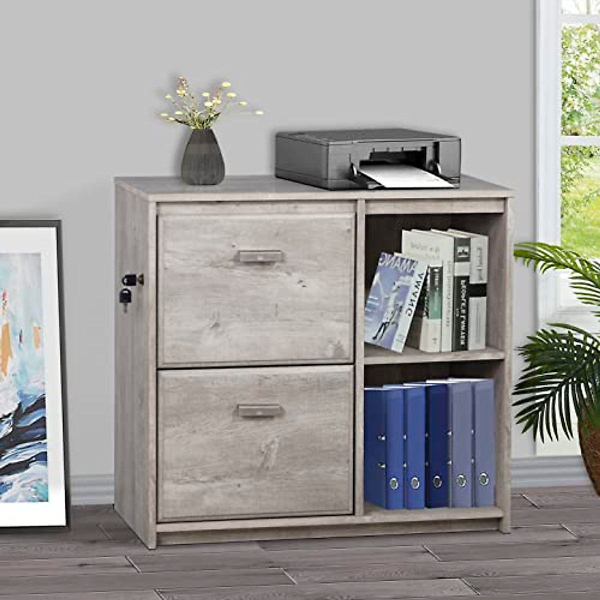 Saint Birch Elma 2-Drawer Modern Wood File Cabinet in Washed Gray
