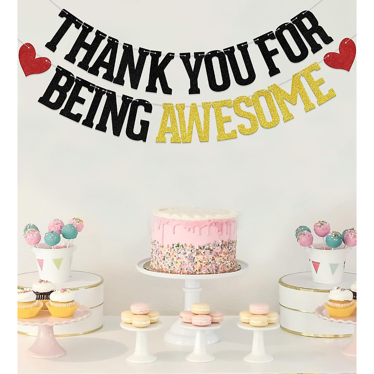 KEWUFD Thank You for Being Awesome Banner Black Glitter We Will Miss You Banner Thank You For Being Awesome Banner For Graduation/Farewell/Going Away Party Decoration Supplies For Men/Women