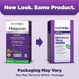 Natrol Advanced Sleep Melatonin 10mg, Dietary Supplement for Restful Sleep, Time Release Melatonin Tablets, 100 Time-Release Tablets, 100 Day Supply