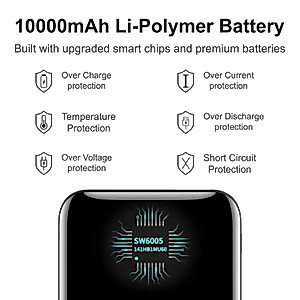 OKZU 5V 2A Power Bank for Heated Vest, Jacket, Stadium Seats, Chair Battery Pack, 10000mAh Packet Size LED Display Portable Charge for Heated Clothing, USB Heated Blanket, Coat