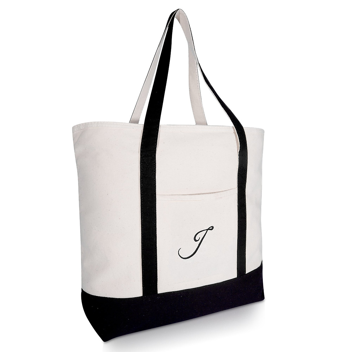 DALIX Personalized Tote Bag Monogram Black - J