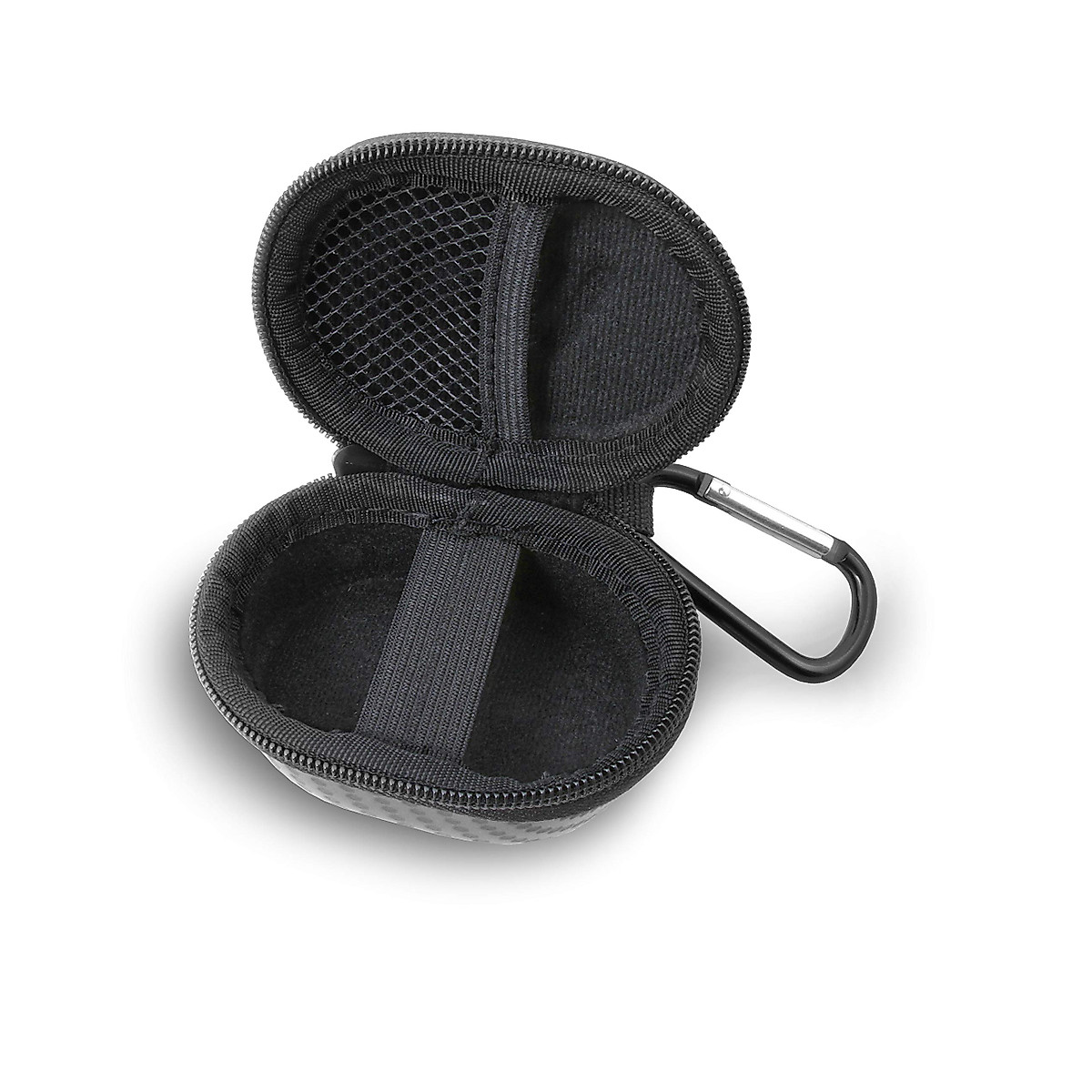 Casematix Handheld Travel Case Compatible with Samsung Galaxy Buds Plus Buds+ True Wireless Earbuds Bluetooth Earbuds and More, Water Resistant Compact Storage with Carabiner, Black