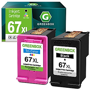 GREENBOX Remanufactured Ink Cartridge Replacement for HP 67 67XL for DeskJet 2732 2755 Envy 6052 6058 6075 DeskJet Plus 4152 4155 4158 Printer (1 Black 1 Tri-Color)