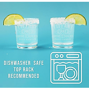 Personalized Etched 2.5oz Shot Glasses 2pk - Customized Birthday Gifts Men Women, Custom Engraved Name Age, Anniversary Retirement Gift Ideas Him Her, Cheers to Turning Years Old, 40th, Cute, Bernard