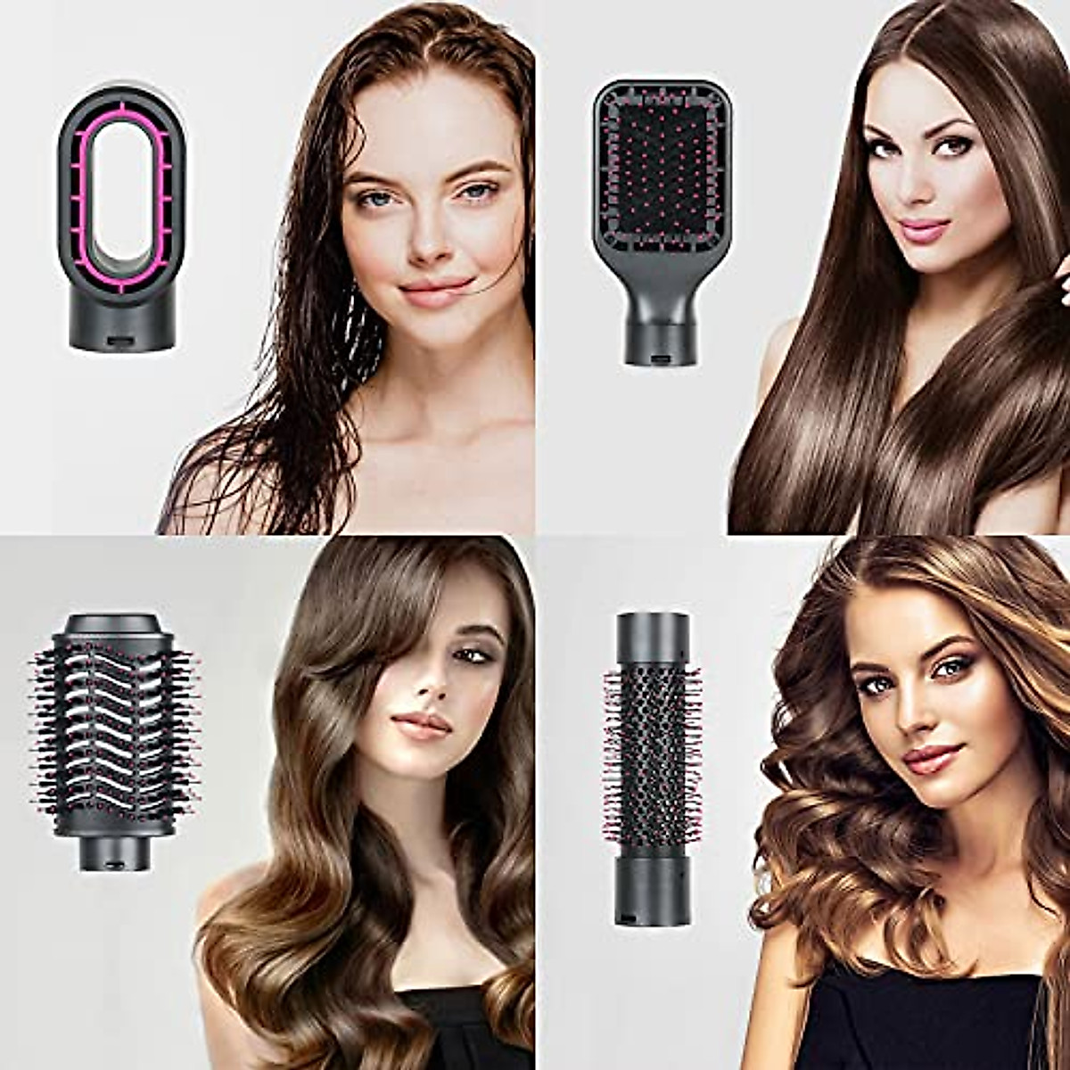 Hot Air Brush, 4 in 1 One Step Professional Hair Dryer Brush for Curling Drying Straightening Combing, [Ceramic Coating][Negative Ion] Volumizer Hair Dryer Brush